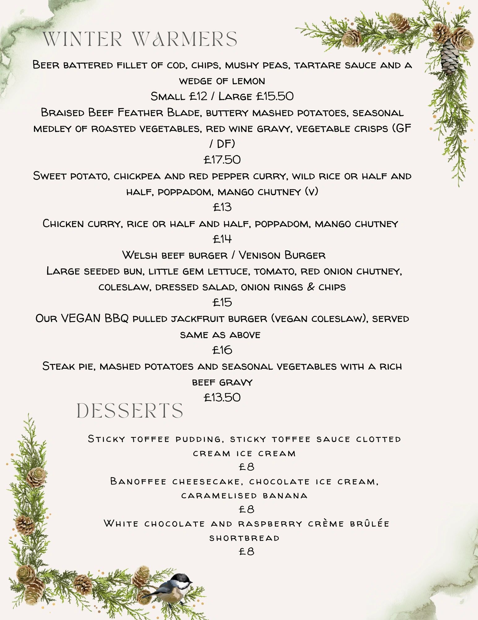 Lunch Menu | Y Bistro Yn Yr Hebog