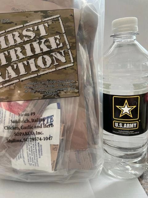 First Strike Ration MRE Choose Meals From 1-9 Bonus U.S. Army Bottled ...