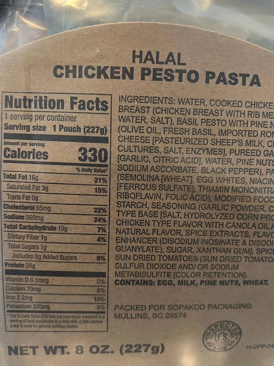 Halal U.S. Military MREs Choose from Menus 1-12