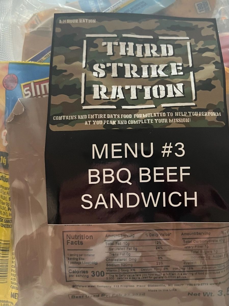New and Improved Third Strike 24HR Ration (TSR) Menu 3 Bridgford Honey ...