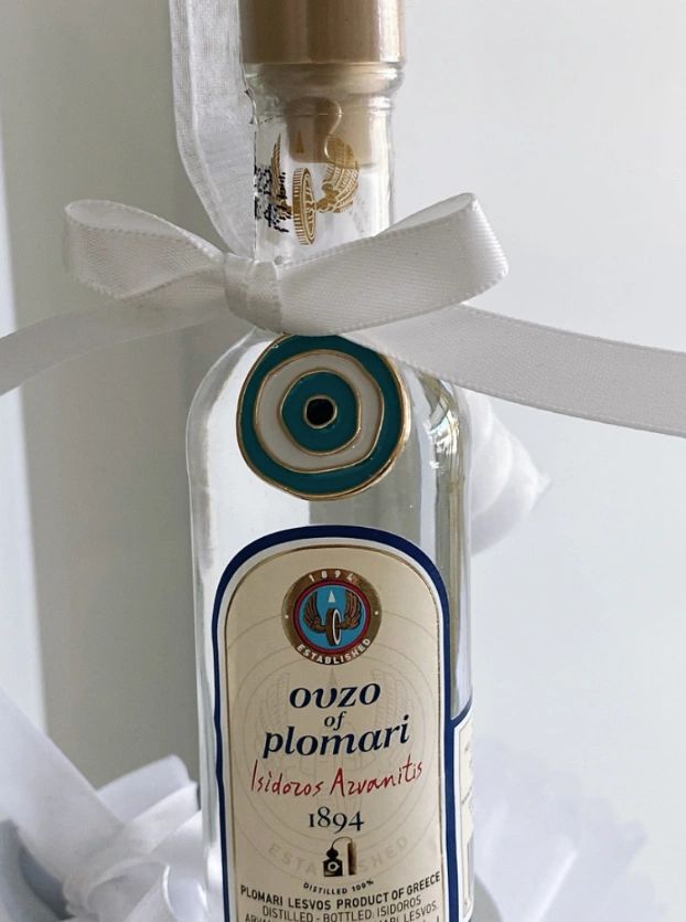 Wedding Bomboniere - Mini Ouzo Bottle With Mini Mati Charm - PICK UP ...