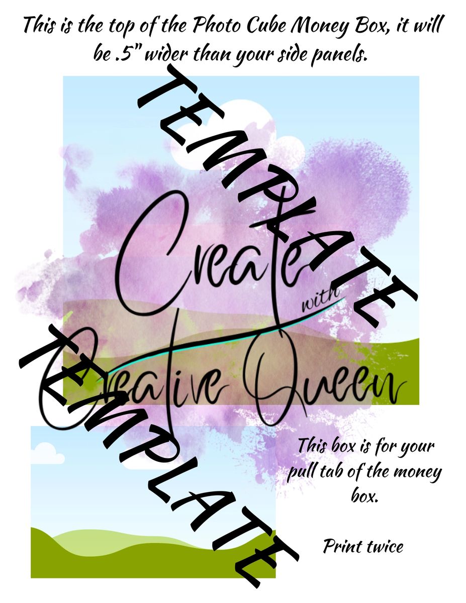 6" Photo Cube Money Box Template