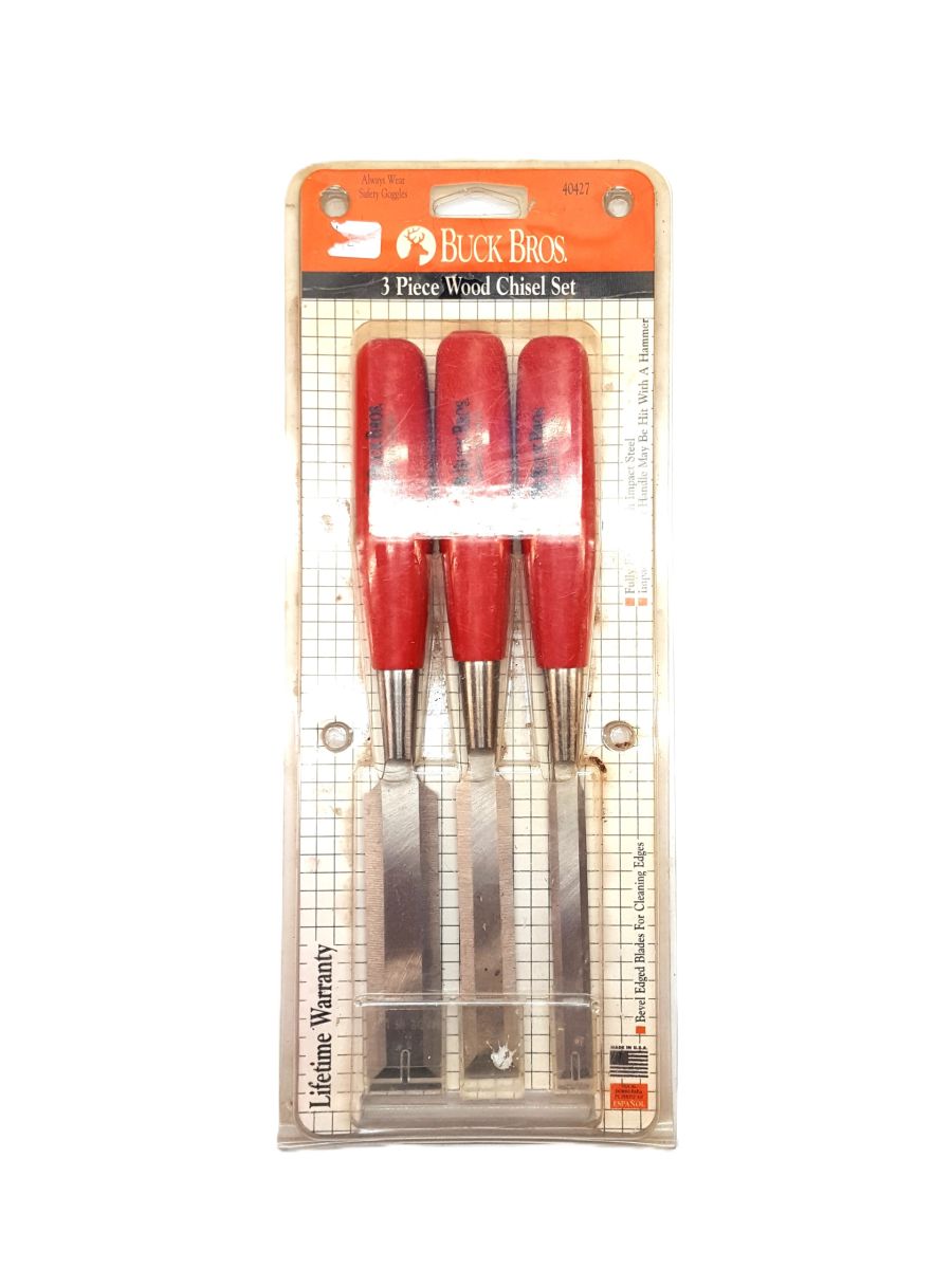 Buck Bros. Pocket Chisel Set 3 pcs. Made in USA in Blister Pack 25121205