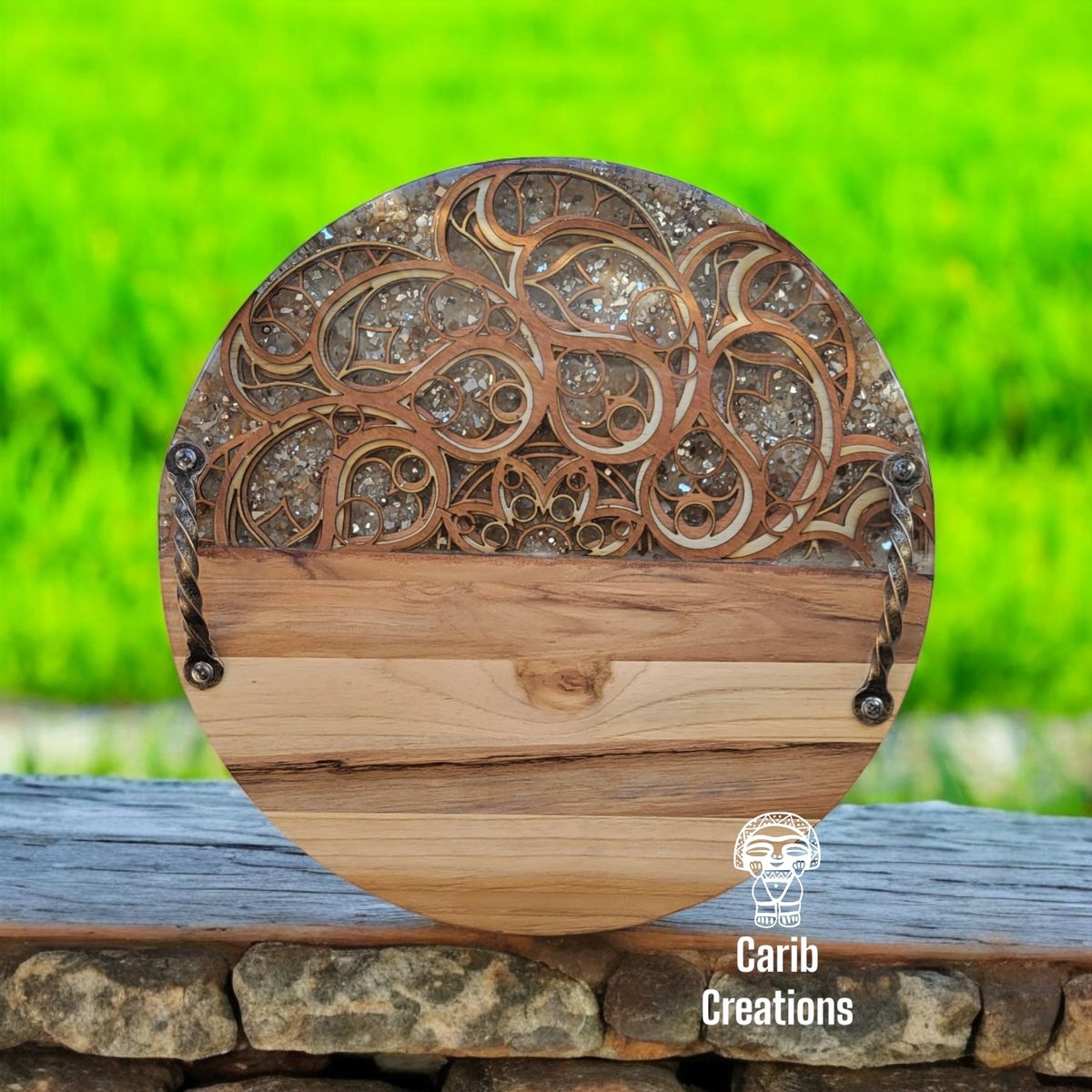 Layered Wood Inlay Serving Tray