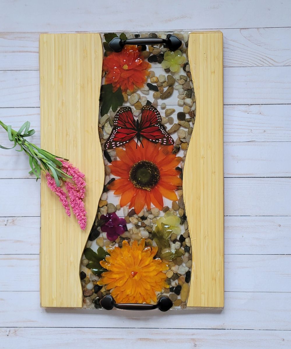 Butterfly Resin/Wood Board