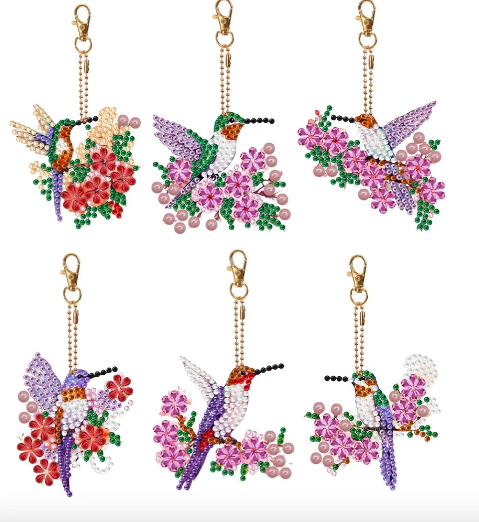 Floral Hummingbird Key Chains/Ornaments