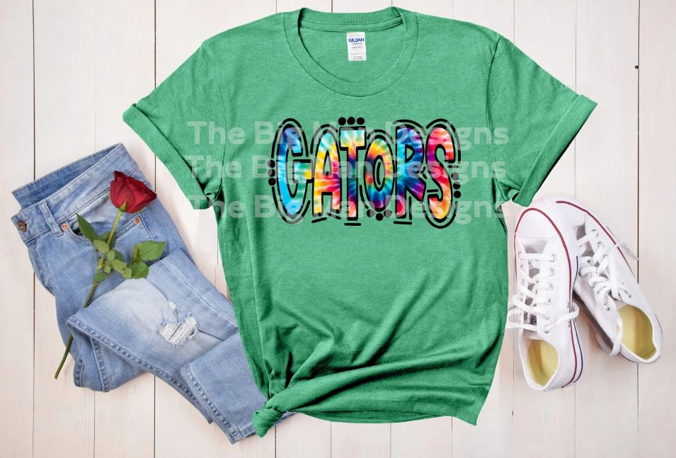Tie Dye Gators T-Shirt | Colorful Letters on Gildan Softstyle