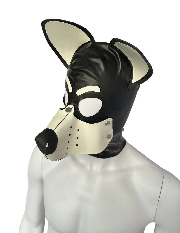 Pup Hood Rear Zipper 0.4 mil 100% Latex Rubber Open Eyes and Ears