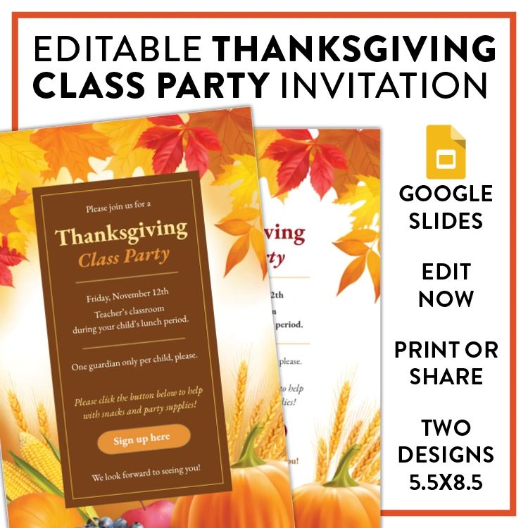 Host a Thanksgiving Class Party