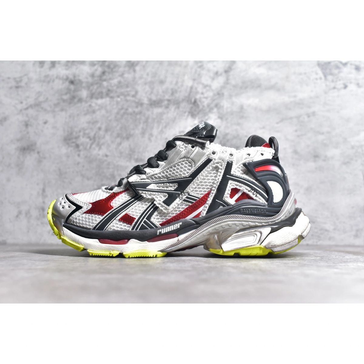 Balenciaga Runner Sneakers In Black Red and Neon Yellow