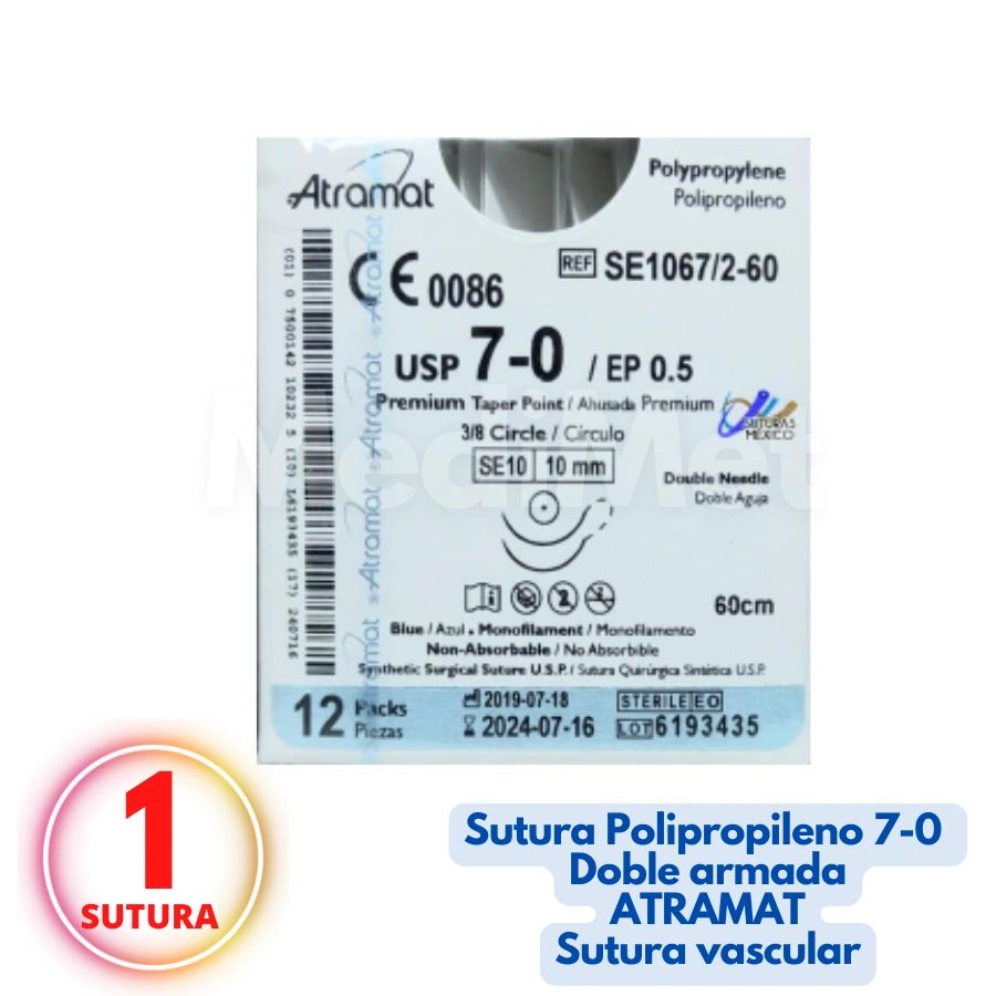 Sutura Polipropileno (prolene) 7-0 Doble Armada Vascular Atramat 1pz
