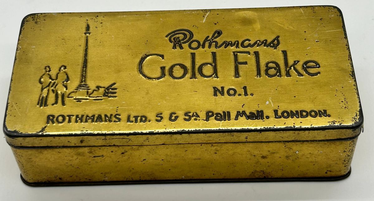 Large ROTHMANS No 1 GOLD FLAKE c1940 Tobacco Tin