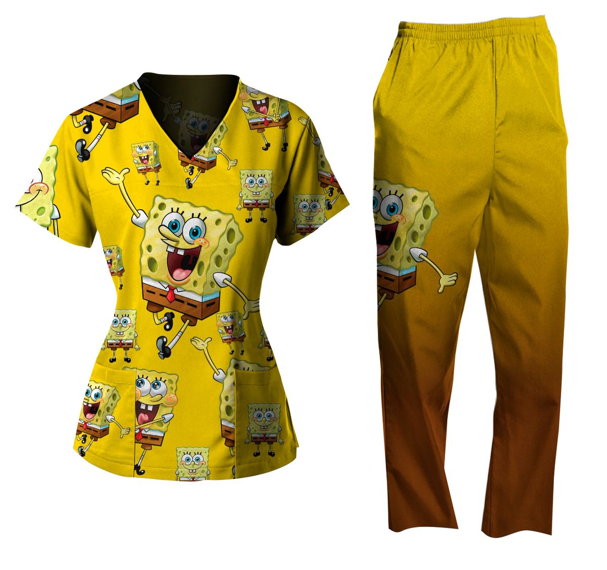 SCRUB SET TOP AND PANT SPONGE BOB SQUAREPANTS