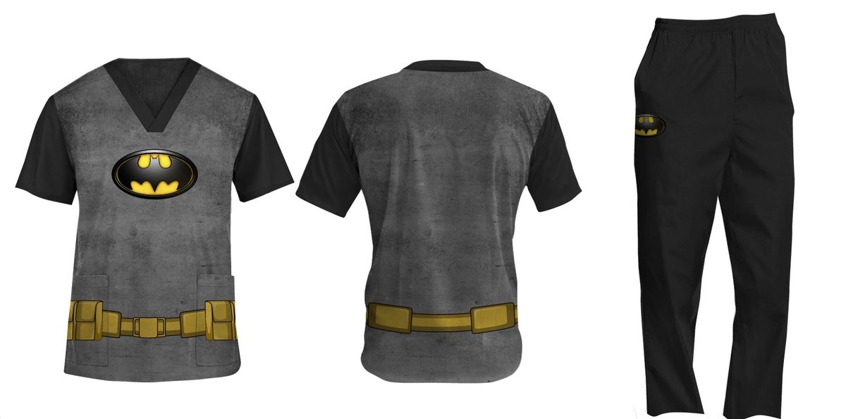 SCRUB SET BATMAN TEXTURE GRAY