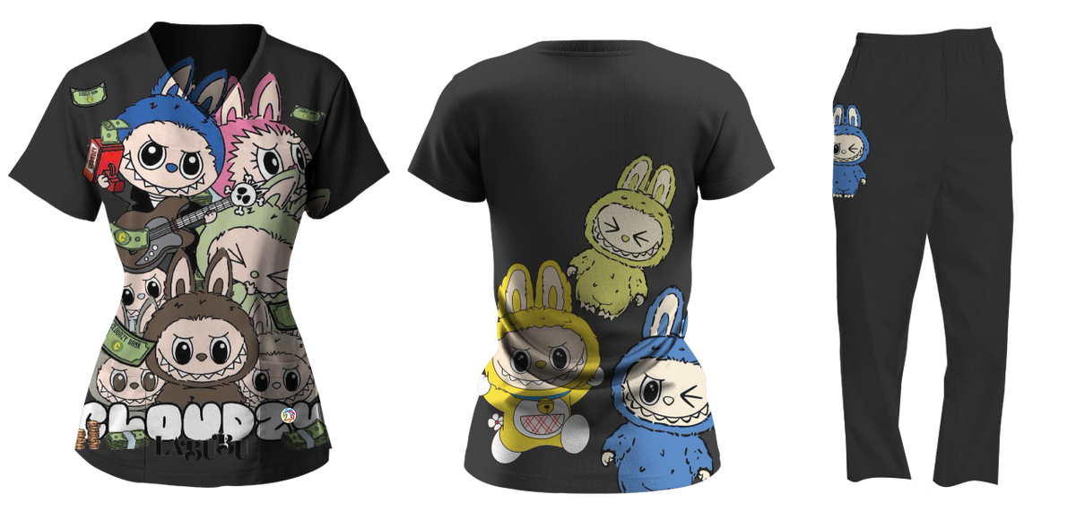 SCRUB SET LABUBU BLACK