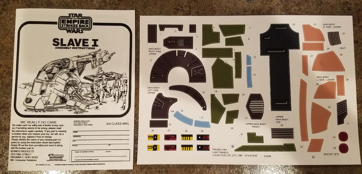 Vintage Slave 1 Replacement Decals with Instruction Booklet