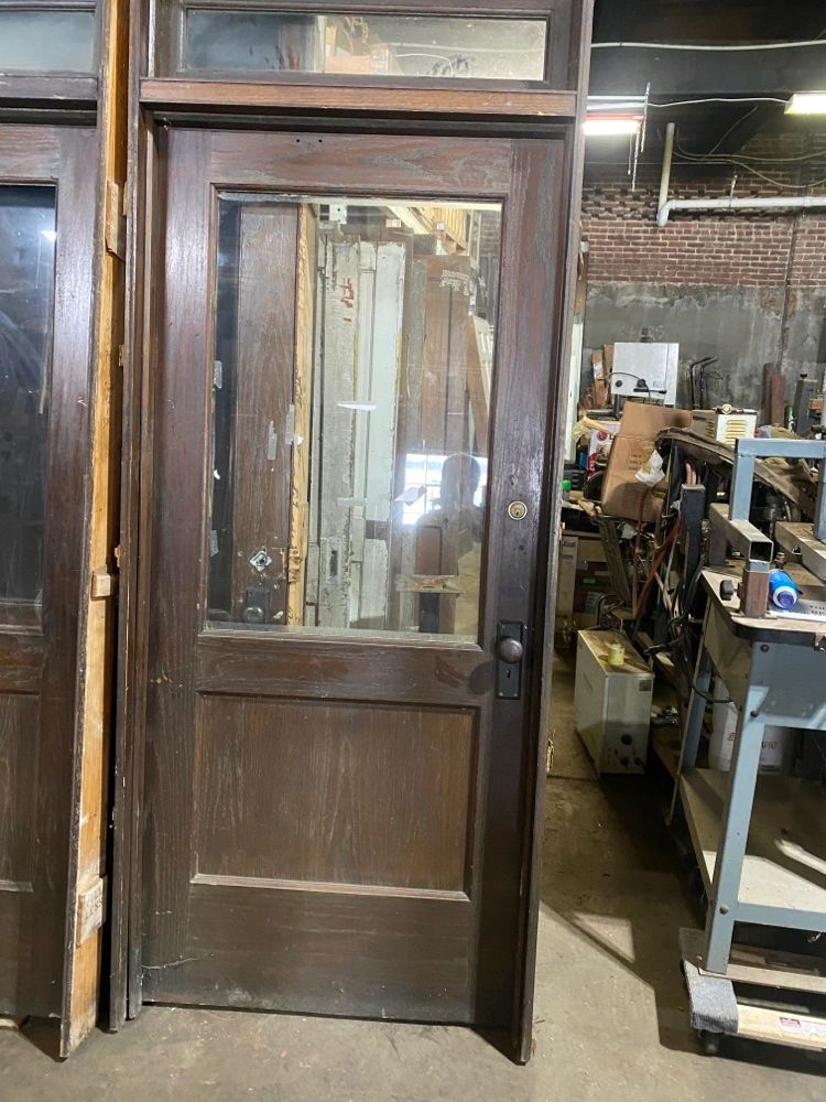 vintage interior office style door with transom
