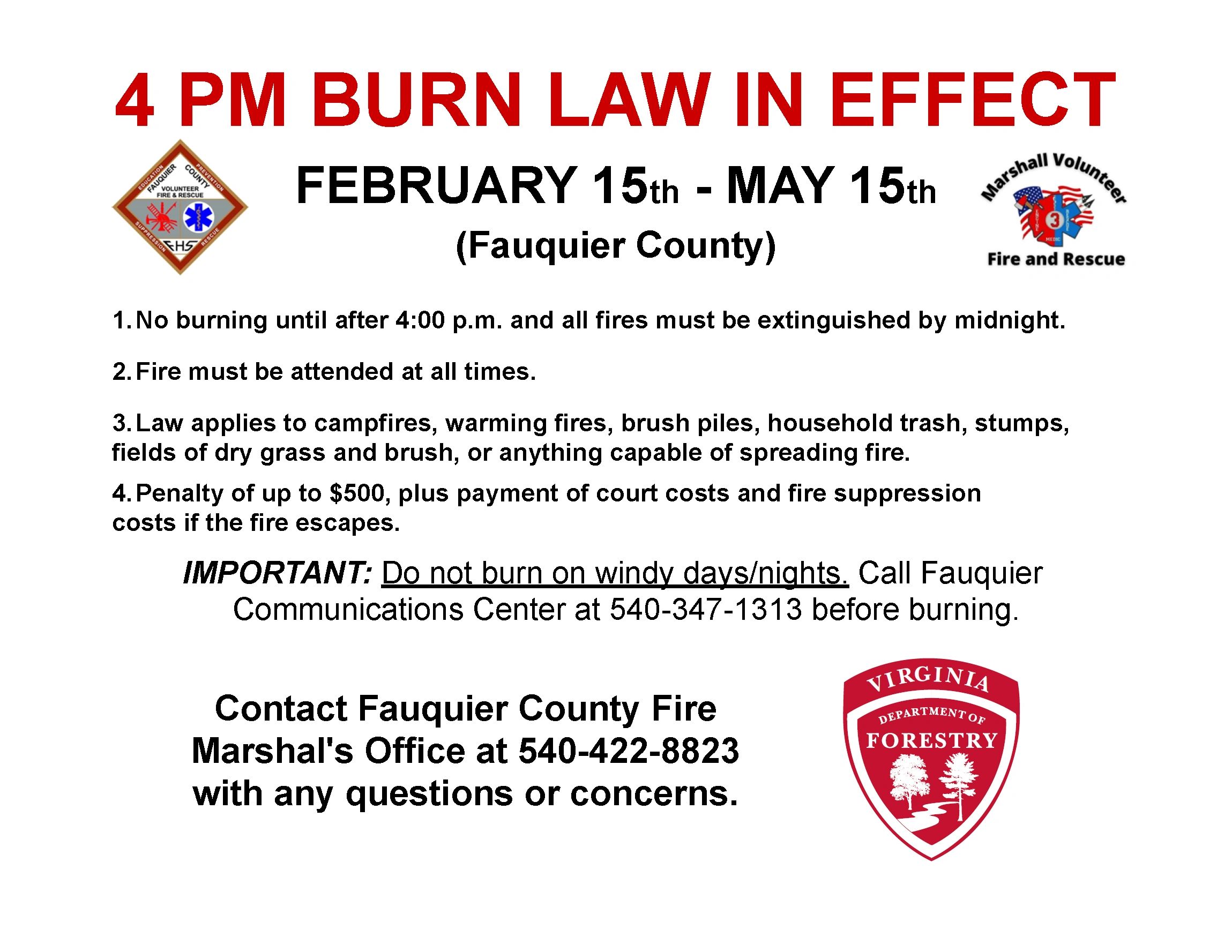 4 PM Burn Law in Effect