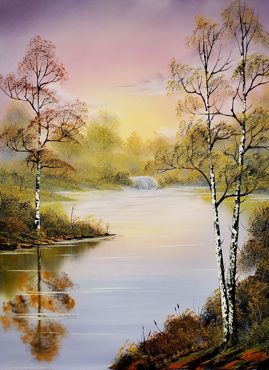 SOLD! Steve Ross Original Birch Lake Revisited painting