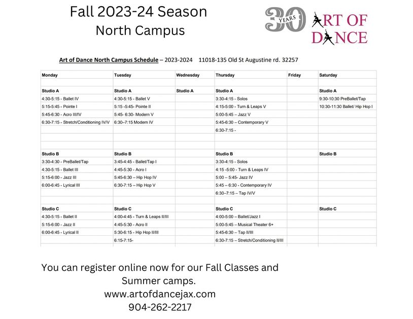 North Campus Schedule