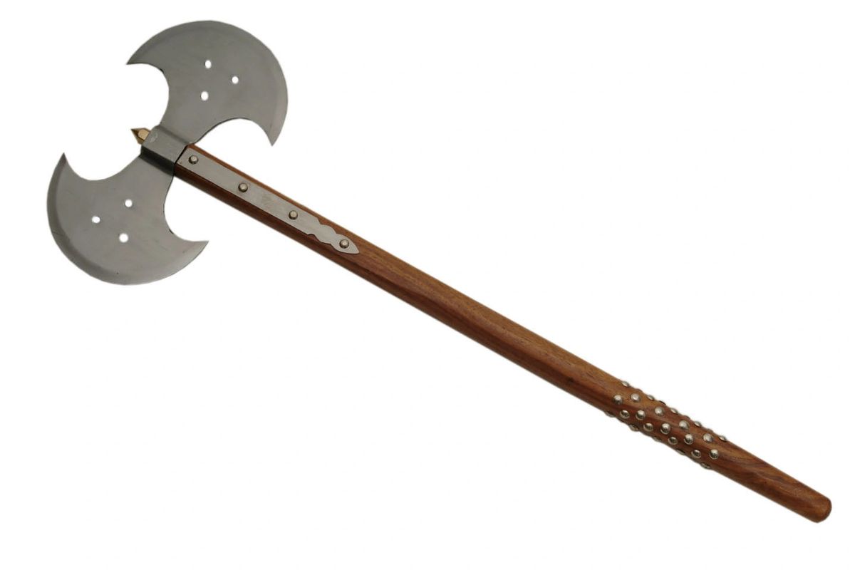 32" Medieval Double Bladed Axe