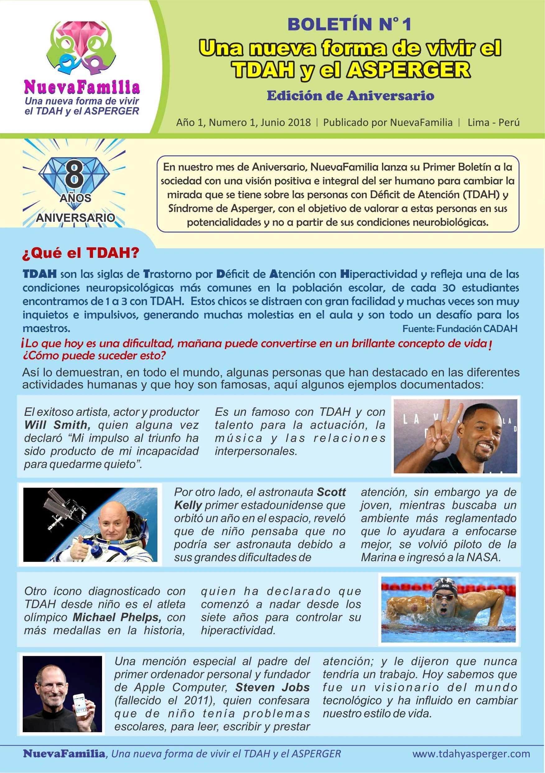 Boletín N°1 Una nueva forma de vivir el TDAH y el ASPERGER