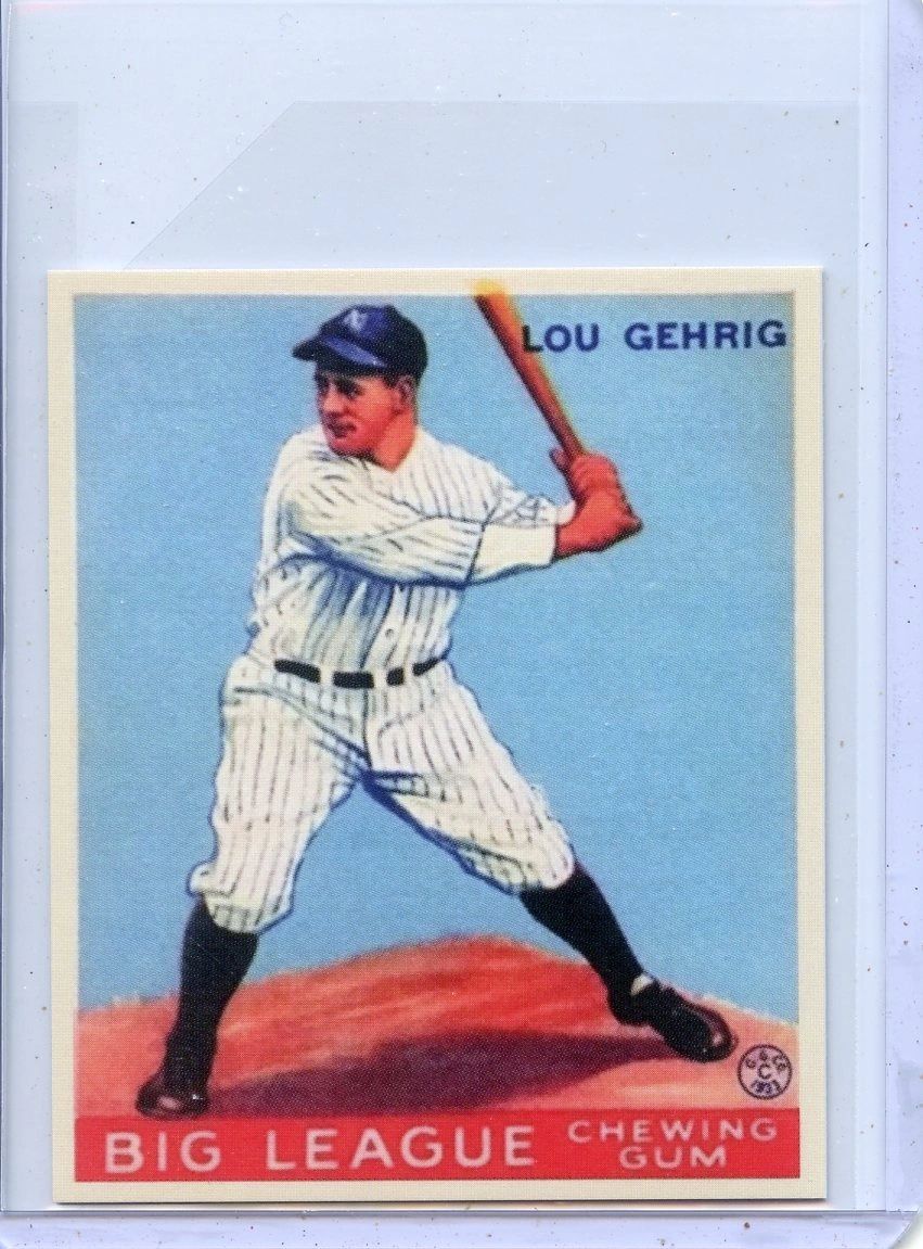 J395 - Lou Gehrig - 1933 GOUDEY ROOKIE CARD #92 - REPRINT