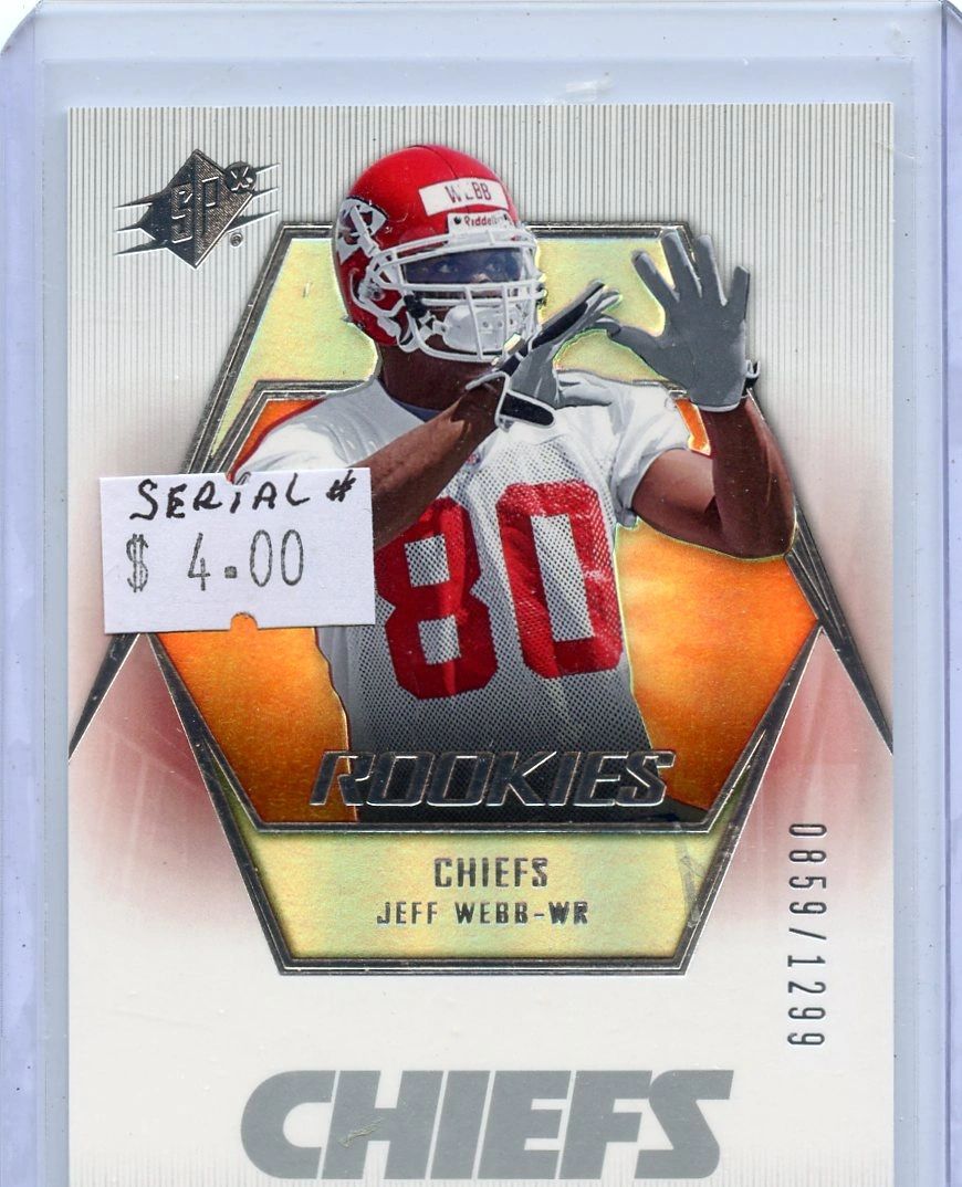 A12522 - JEFF WEBB - CHIEFS - ROOKIE CARD AS PICTURED