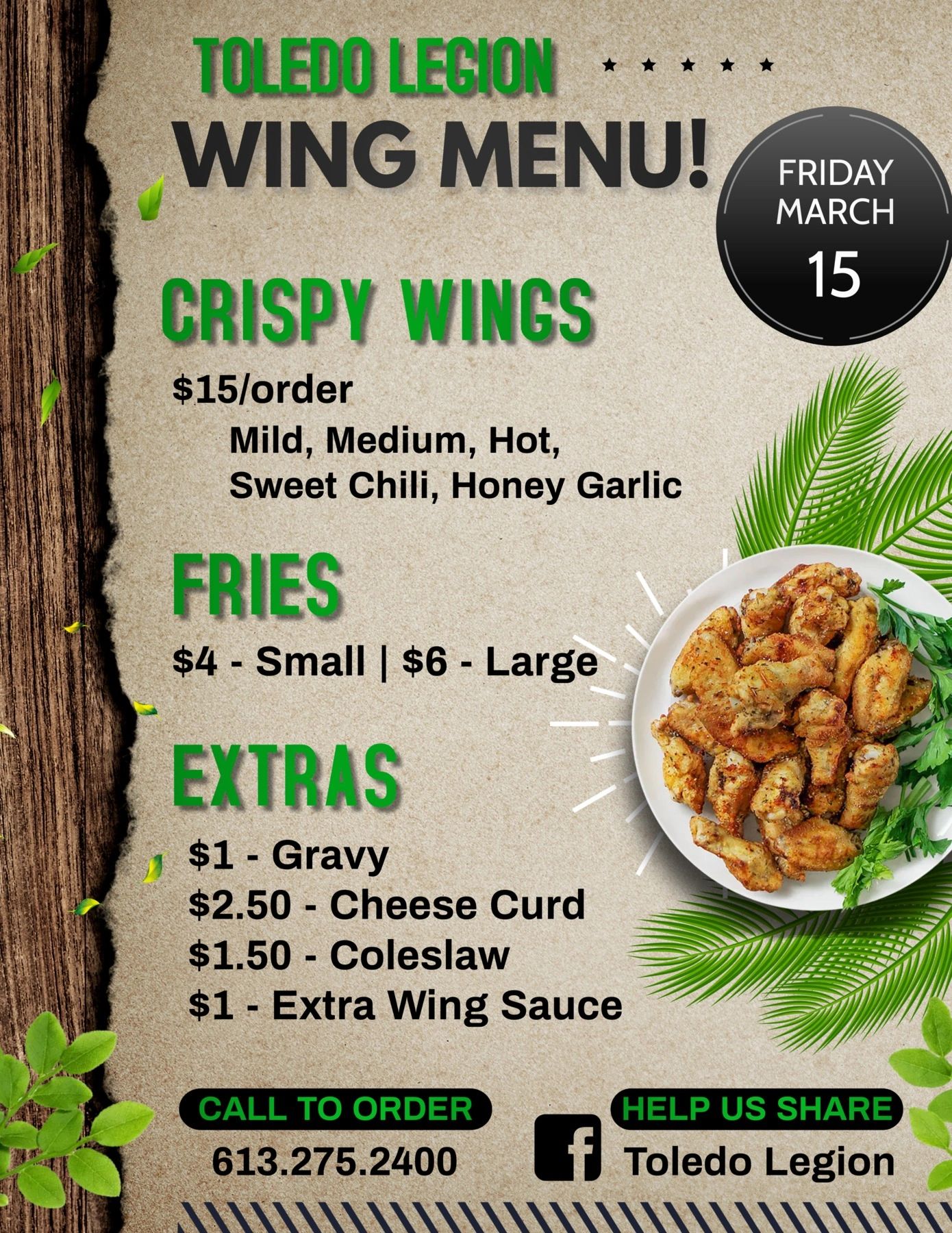Wing Menu