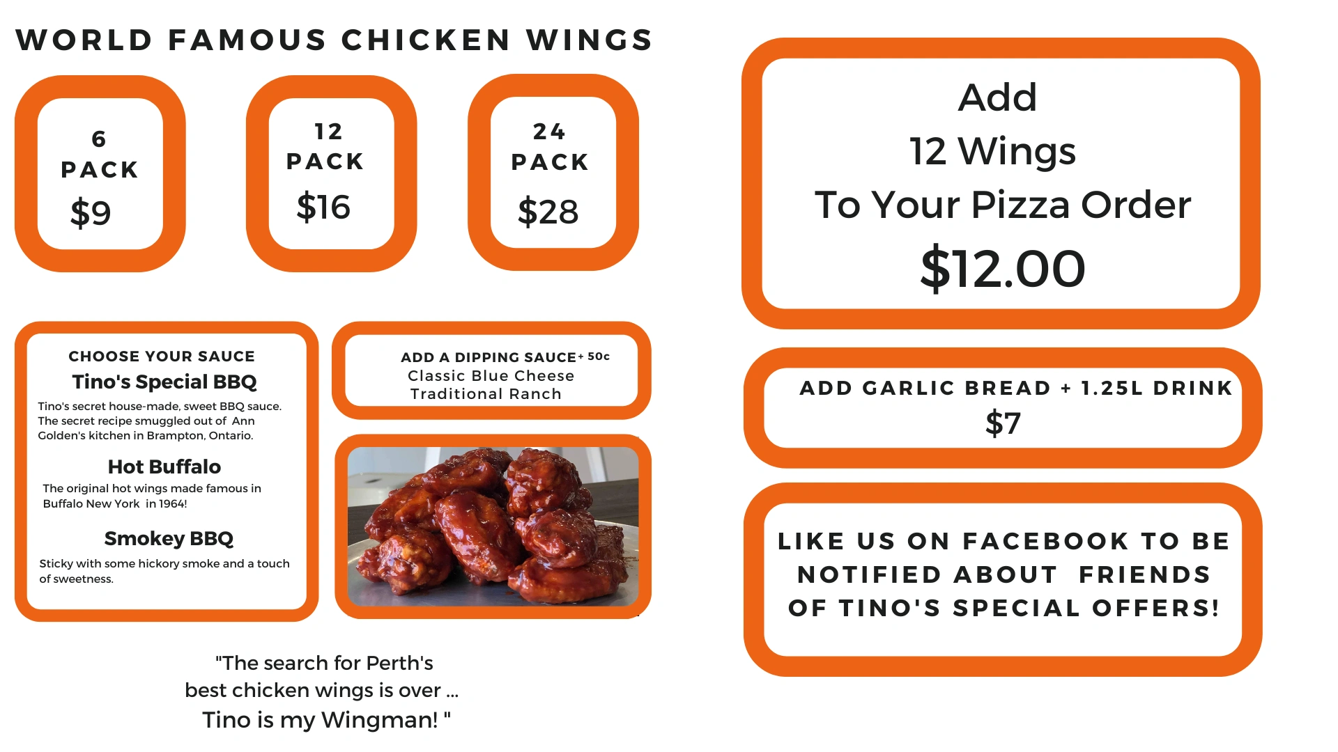 Tino's Pizza - Pizza, Chicken Wings