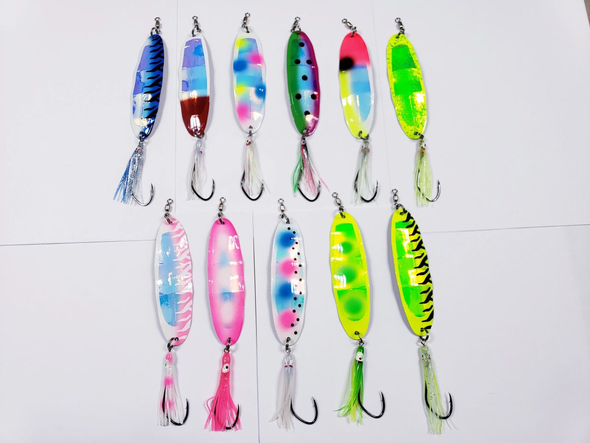 4 1/2" Salmon Glow Wobblers w/Hoochie