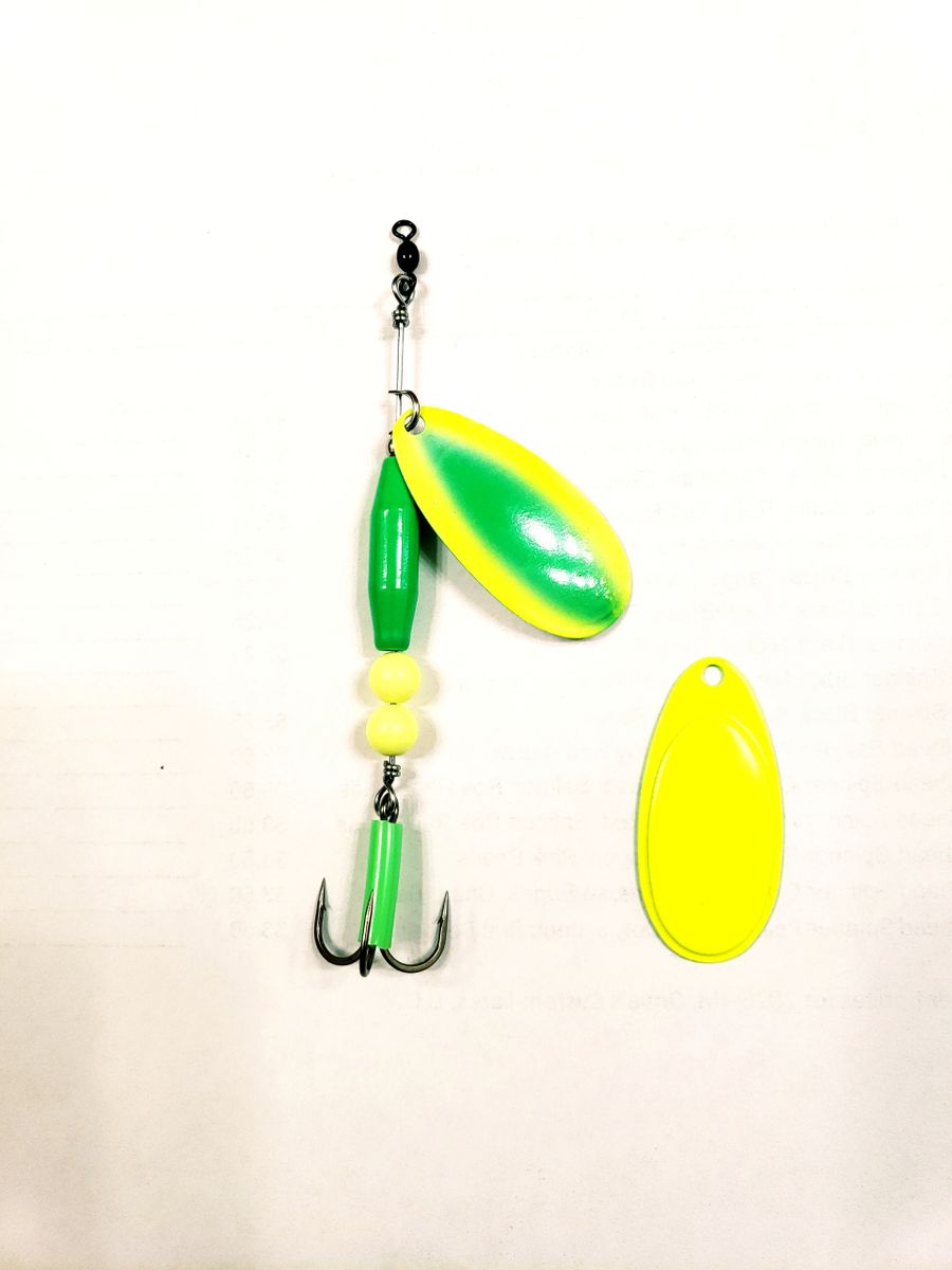 0234-1200 McOmie's 5.0 Coho/Steelhead Spinner "Green w/Chart Edges ...