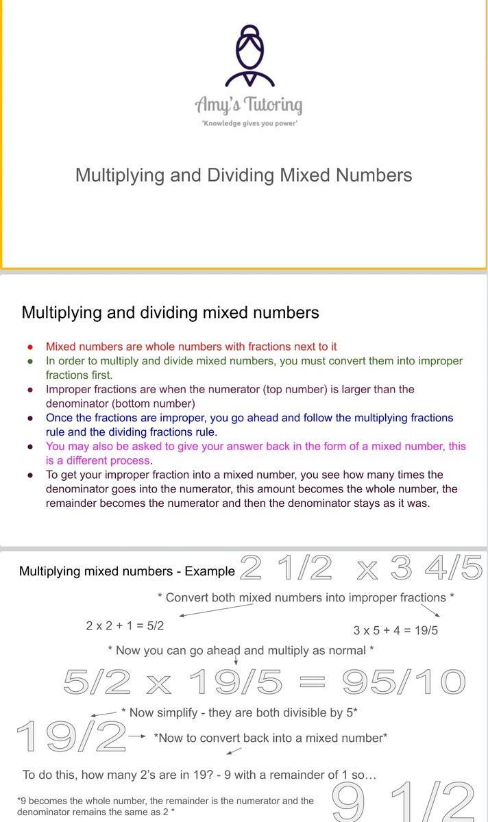 Multiplying and dividing mixed numbers