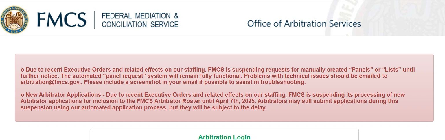 FMCS rostering affected by new Administration