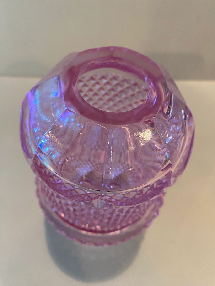 Viking glass pink thistle diamond point fairy lamp