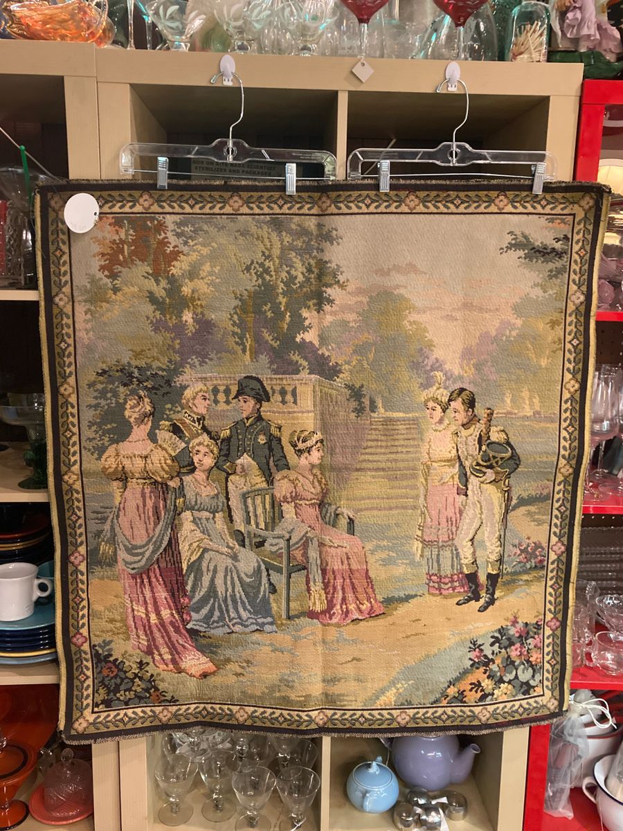 Antique French Woven Tapestry Rug Depicting Regency Period Scene