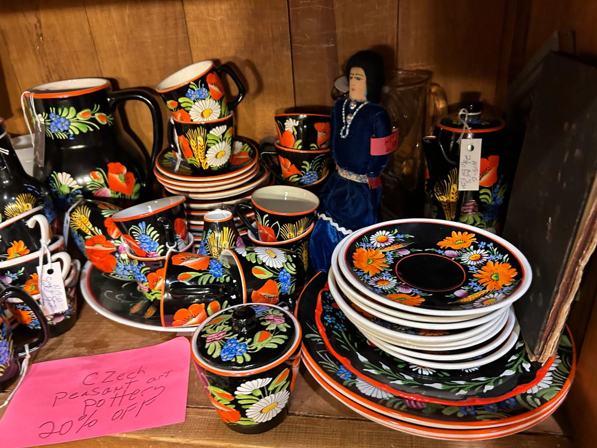 DITMAR URBACH SET Black Floral Czechoslovakia