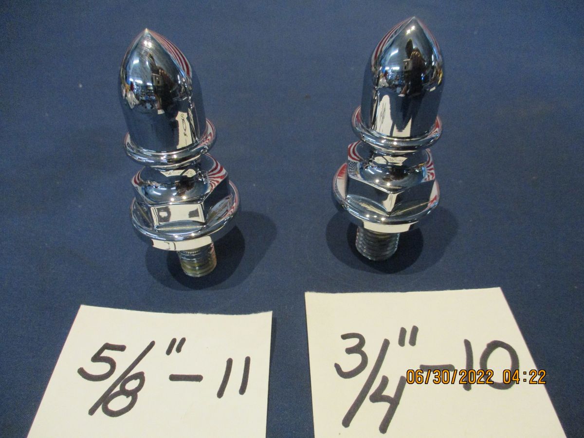 New Chrome Plated Brass Acorn Nuts for Fire Truck Bells 5/8"-11 / 3/4"-10