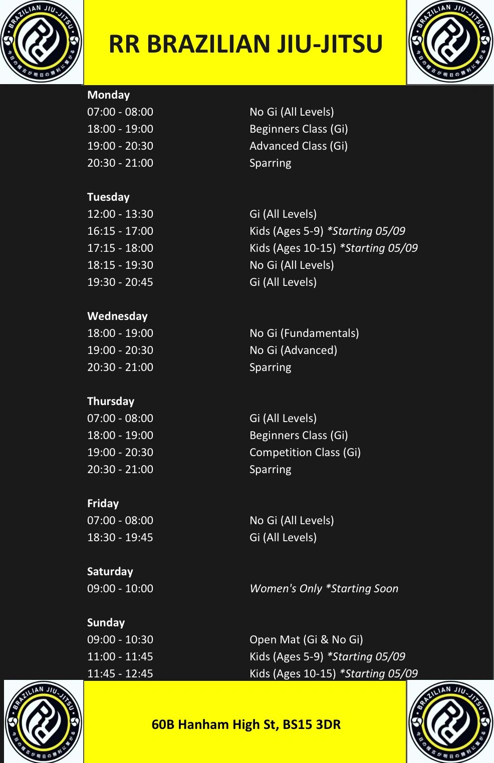 Timetable | RR Brazilian Jiu-jitsu
