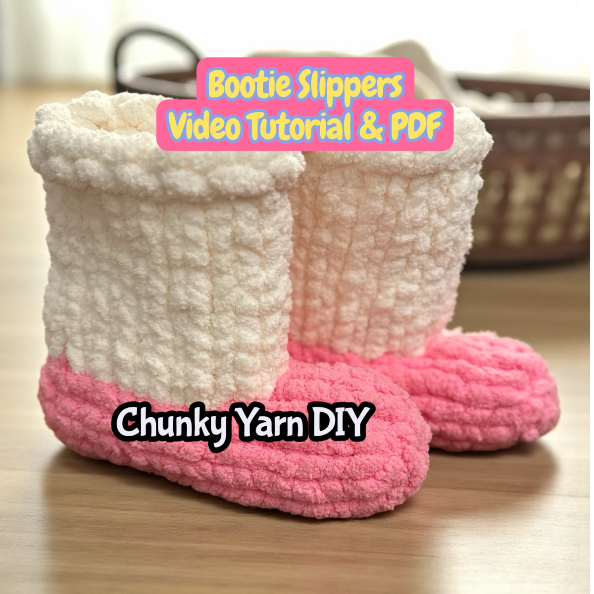 Chunky Knit Bootie Slipper Pattern - Chunky Yarn DIY Video Tutorial