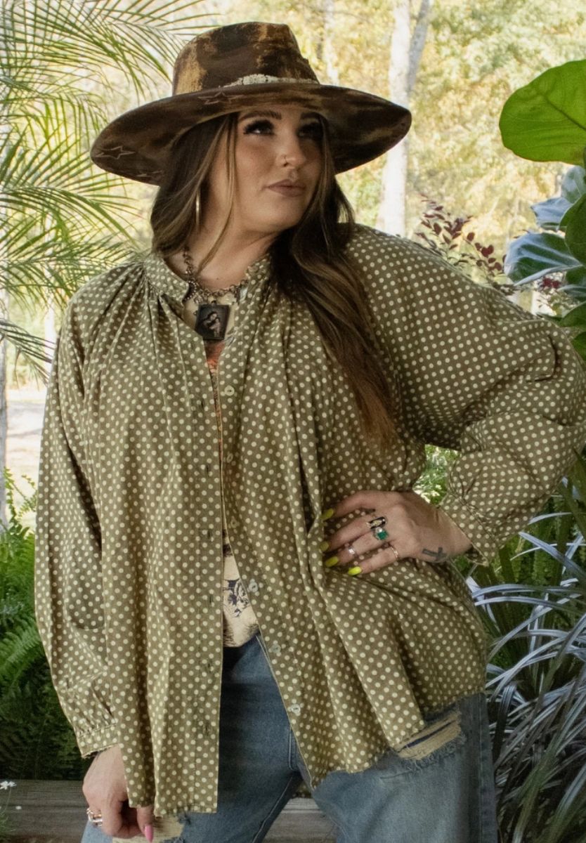 Sweet Nothings Shirt - Olive Dot OS