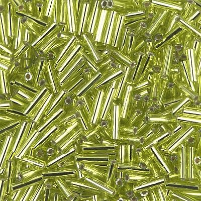 TB-02-24: #2 - 6MM, TOHO Bugle Beads - Silver Lined Lime