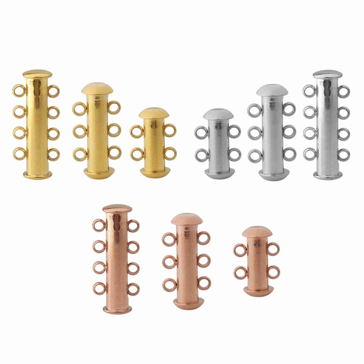 Plain Slide Tube Bar Clasps - 3 Strand- Various Finishes