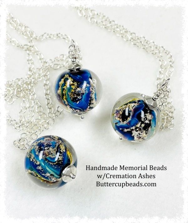 Custom Made Memorial Cremation Ash Beads - Handmade Glass Beads by ...