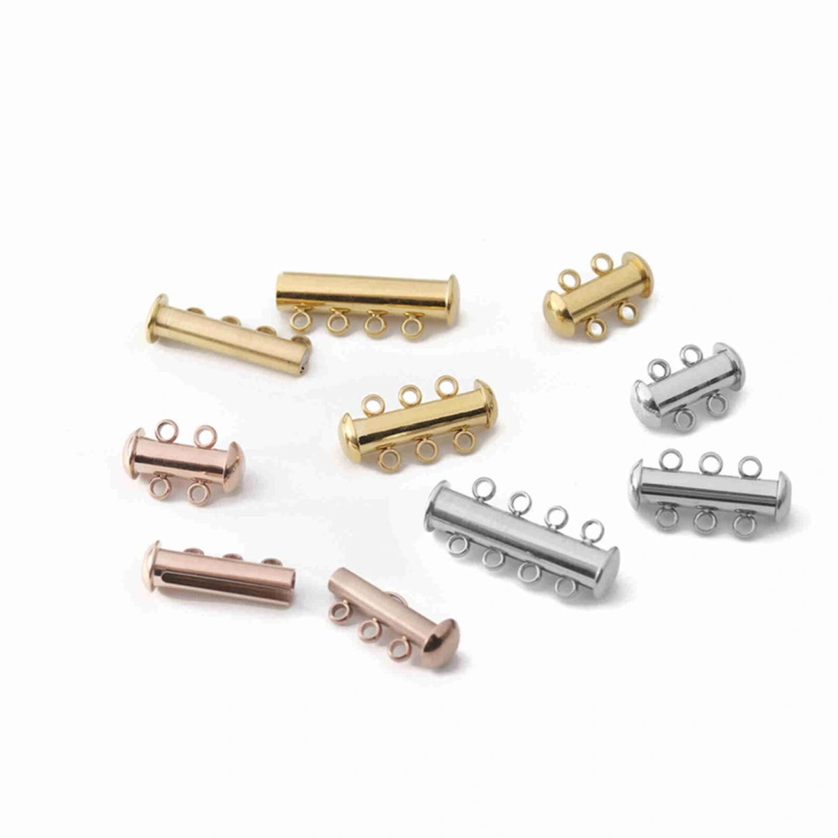 Plain Slide Tube Bar Clasps - 4 Strand- Various Finishes
