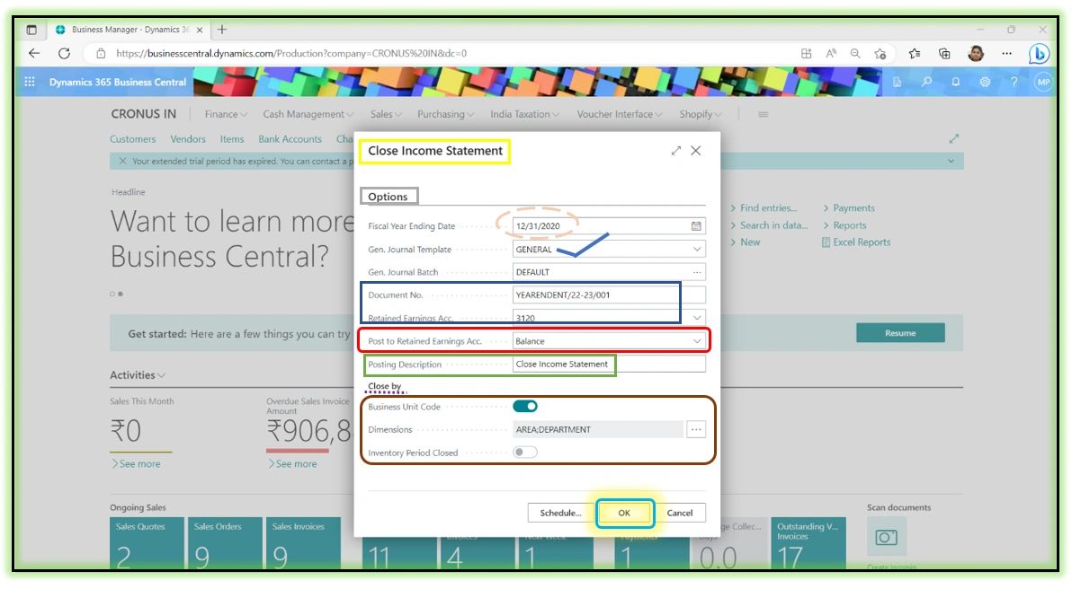Close Income Statement 'or' Year End Process in NAV & D365BC