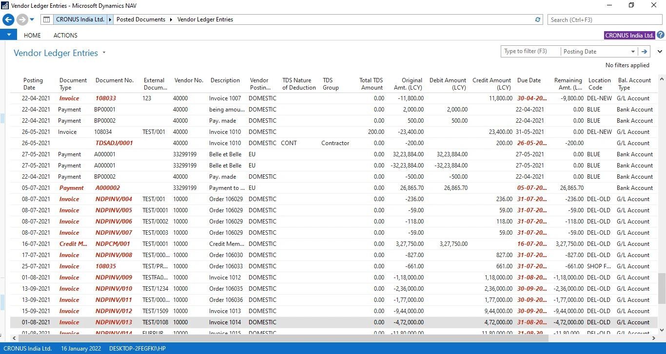 "Vendor Ledger Entries"page - for Vendor Transaction wise Details