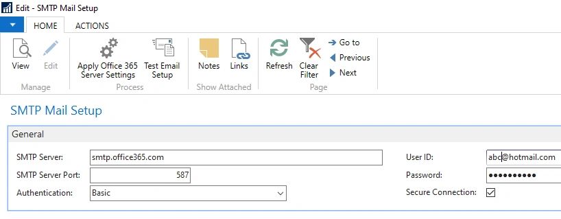 SMTP Mail Setup [NAV]-