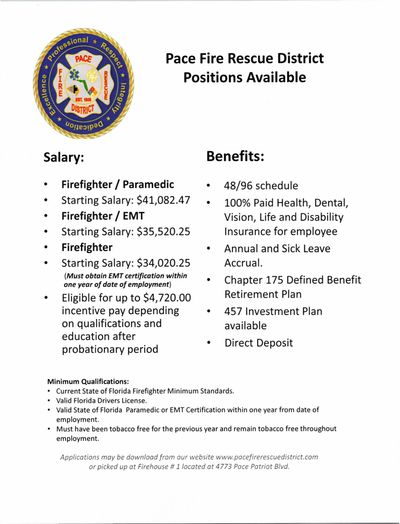 Employment | Pace Fire Rescue District