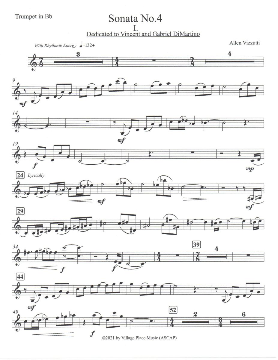Sonata No. 4 for Bb Trumpet and Piano by Allen Vizzutti